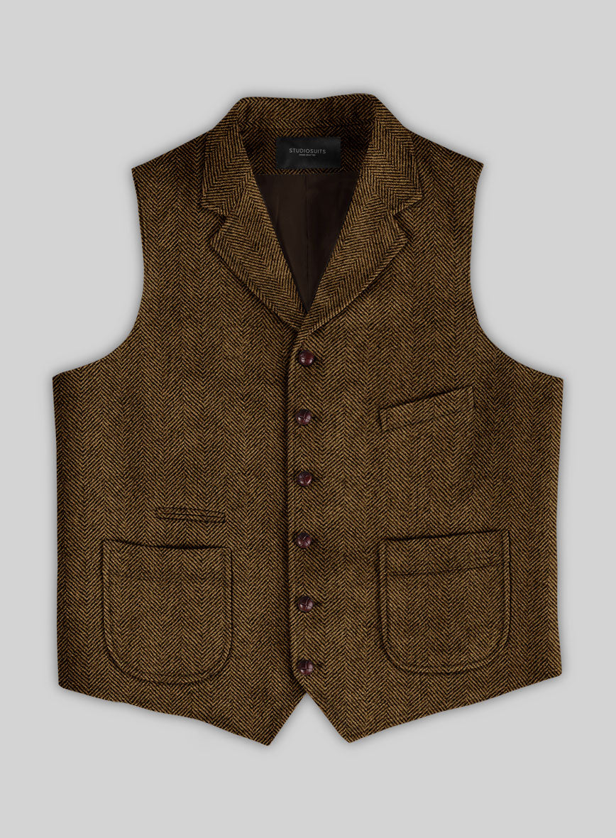 Italian Highlander Mustard Herringbone Tweed Hunting Vest – StudioSuits