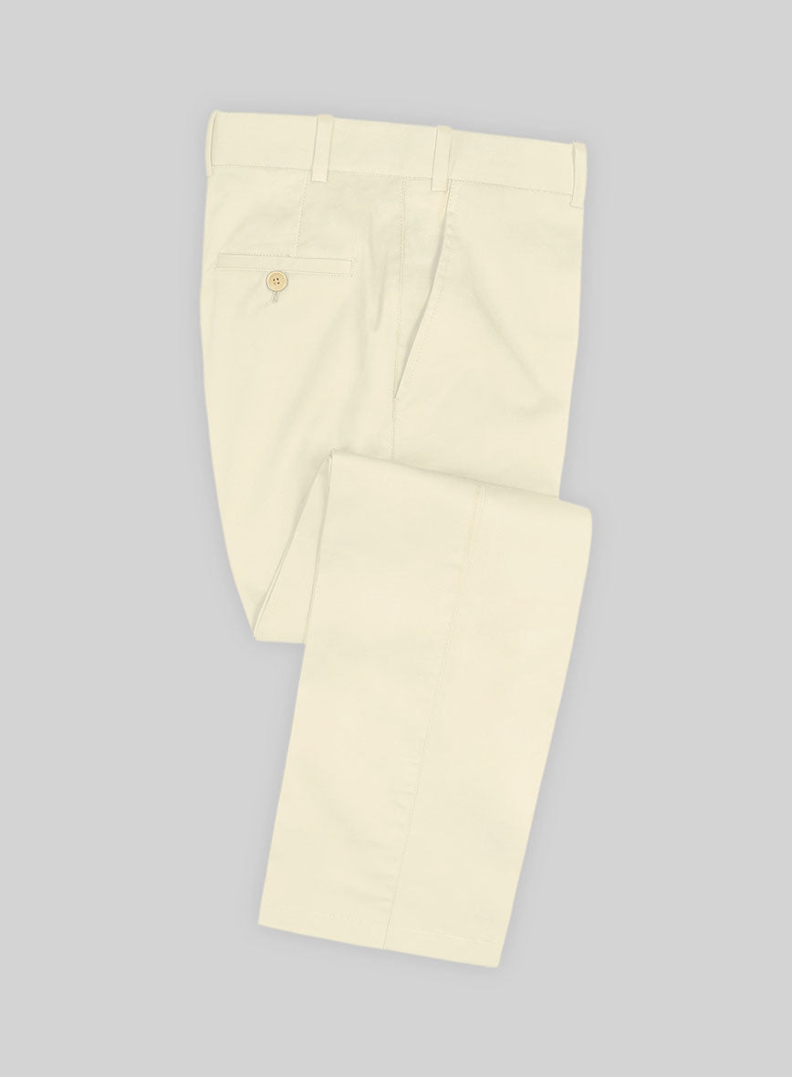 Italian Ivory Cotton Stretch Pants – StudioSuits