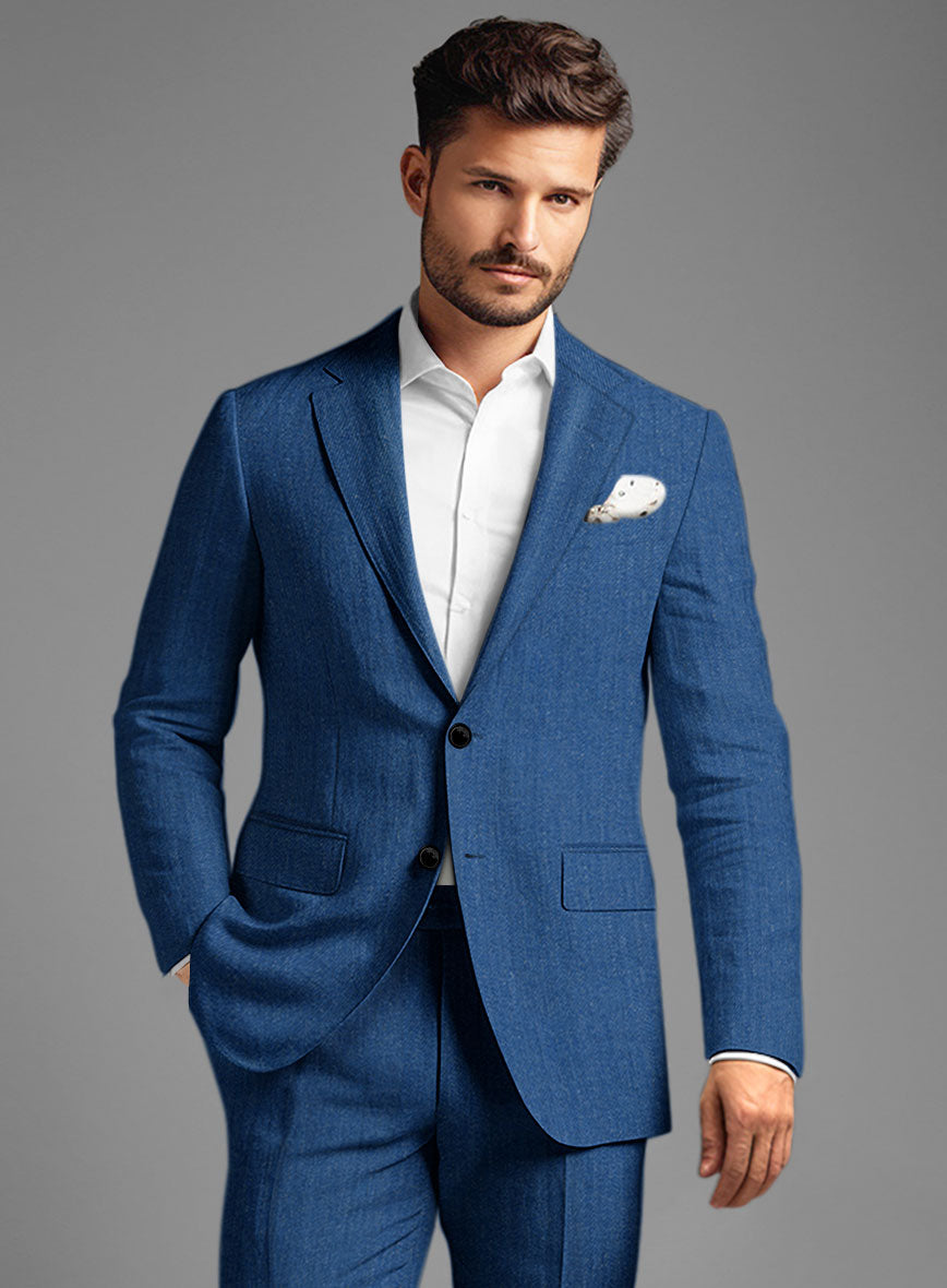 Italian Linen French Blue Suit – StudioSuits