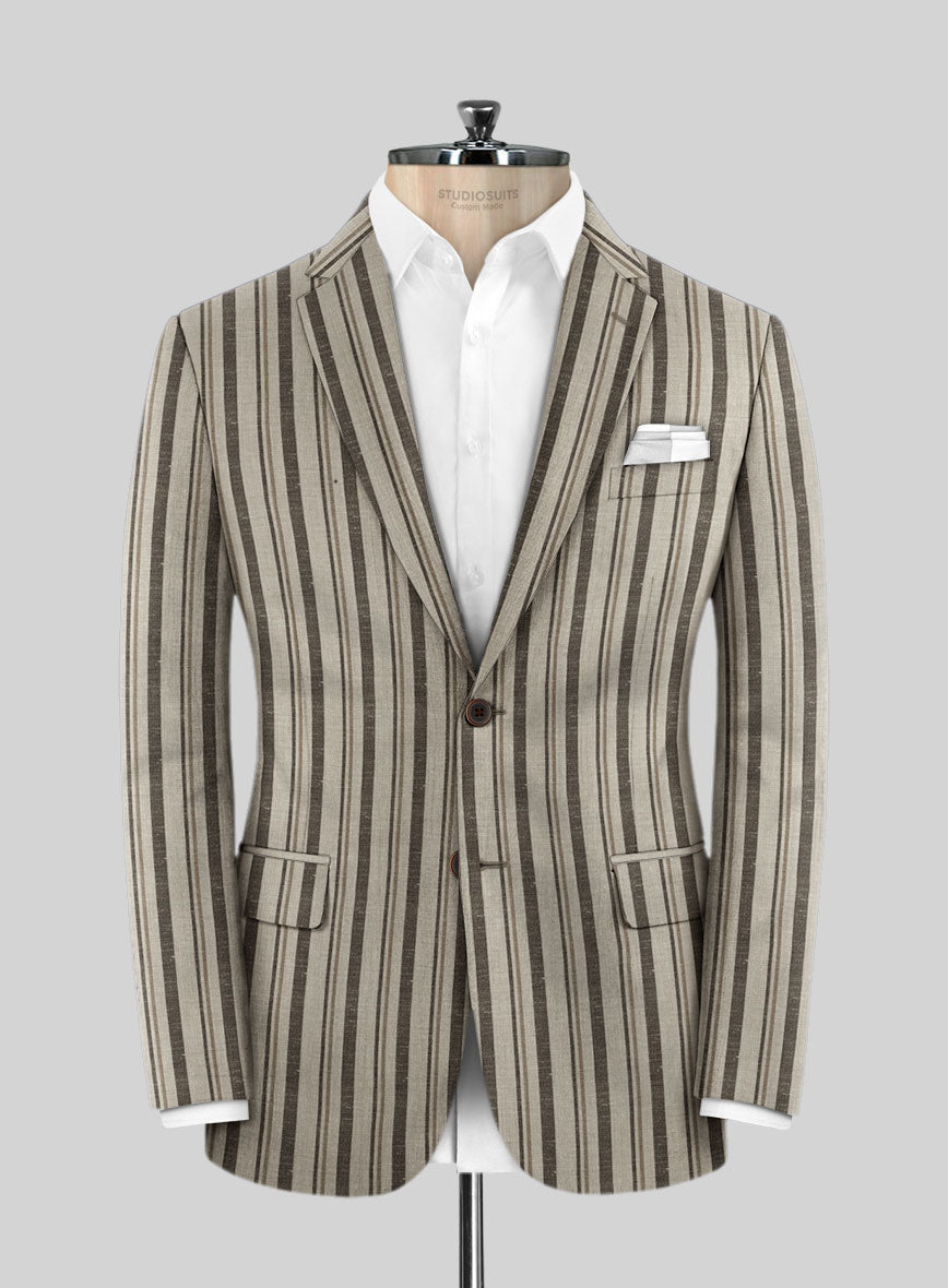 Italian Murano Emario Stripe Wool Linen Silk Jacket – StudioSuits