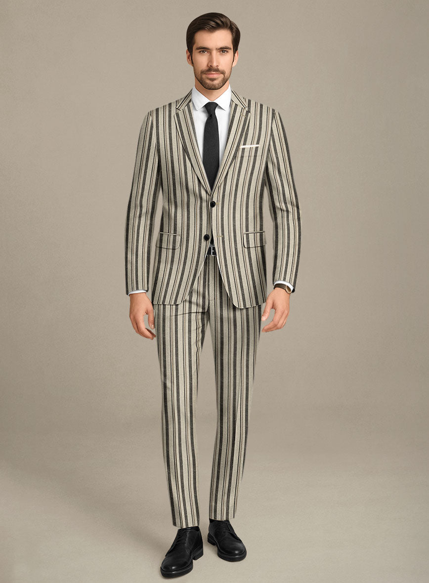 Italian Murano Emario Stripe Wool Linen Silk Suit – StudioSuits