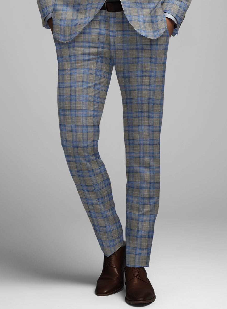 Italian Murano Gnatio Blue Gray Wool Linen Pants – StudioSuits