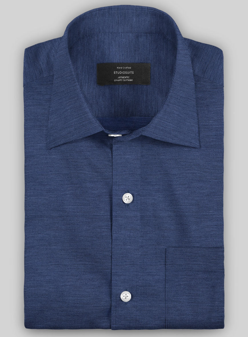 Italian Nile Blue Stretch Cotton Shirt – StudioSuits