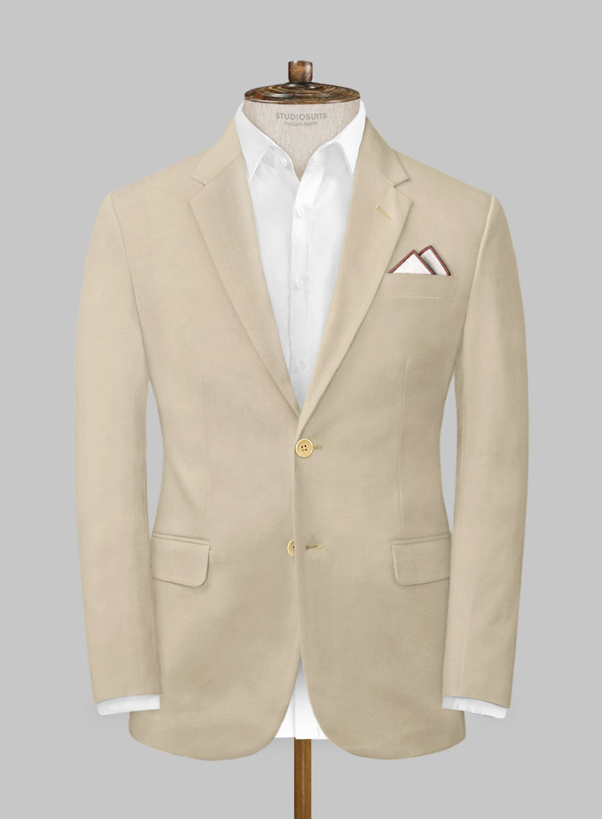 Italian Sand Beige Cotton Stretch Jacket – StudioSuits