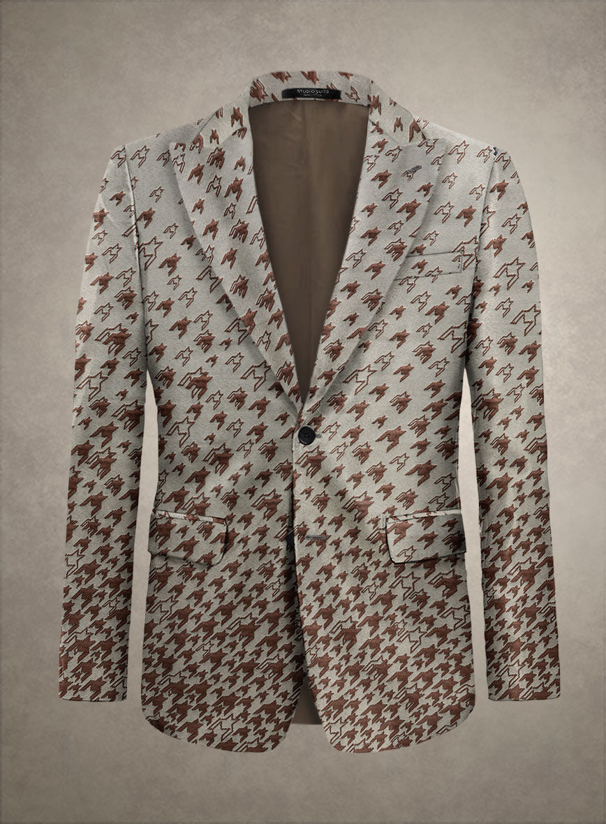 Italian Silk Brown Houndstooth Jacket – StudioSuits