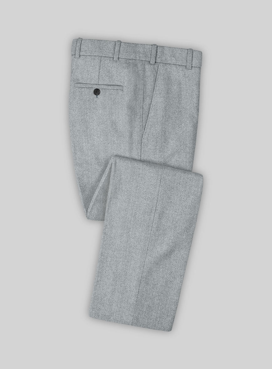 Italian Wide Herringbone Light Blue Tweed Pants – StudioSuits
