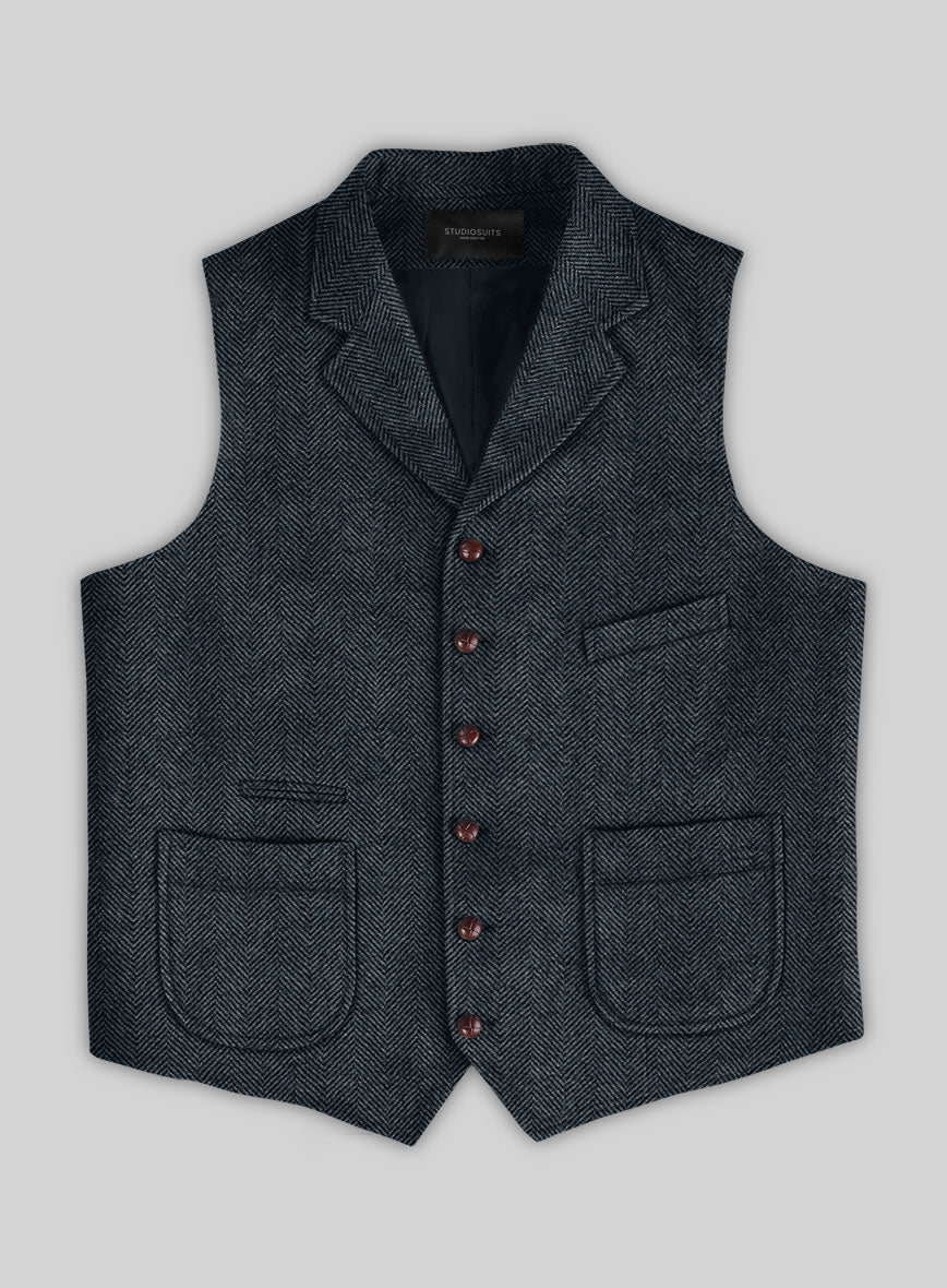 Italian Highlander Blue Herringbone Tweed Hunting Vest – StudioSuits