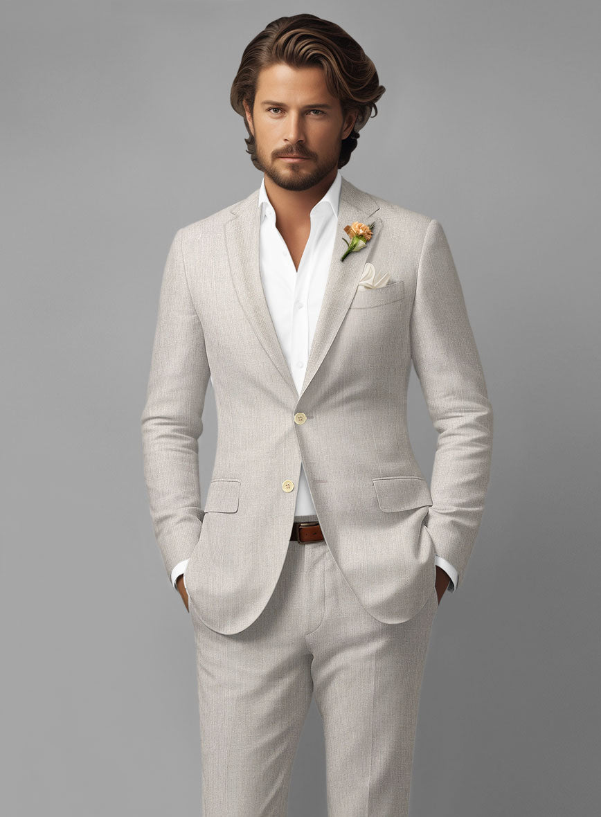 Ivy Beige Pure Linen Jacket – StudioSuits