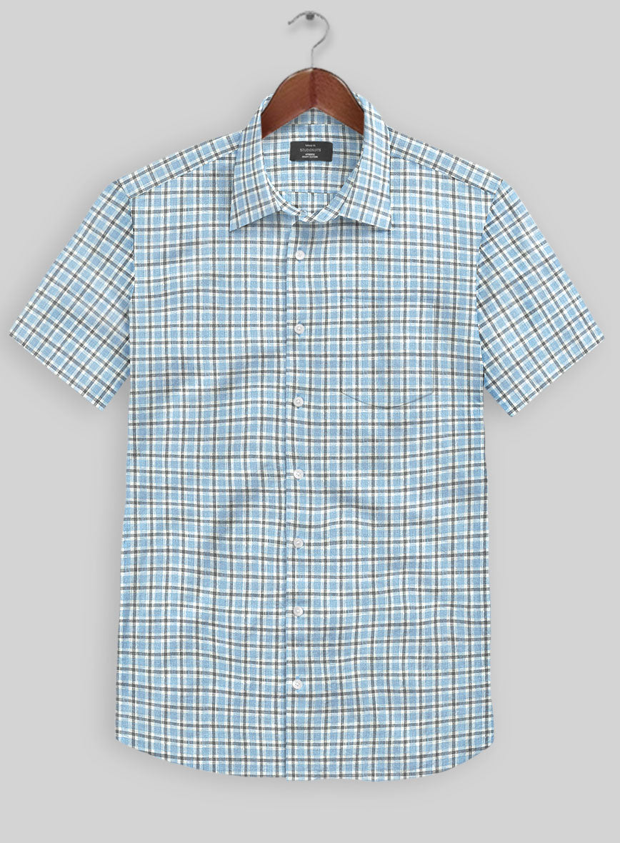 Light Blue Checks Linen Shirt – StudioSuits