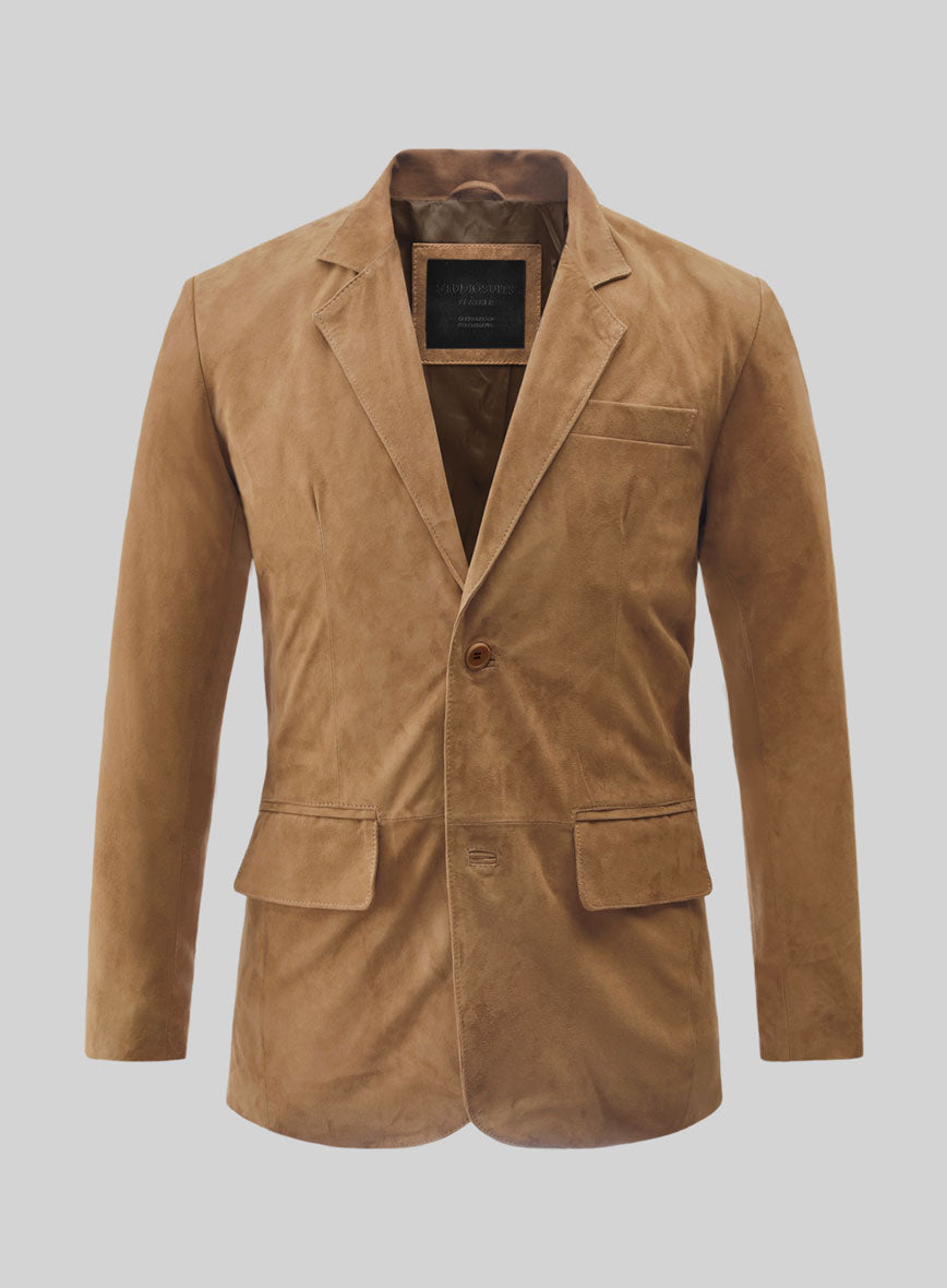 Light Brown Suede Leather Blazer – StudioSuits