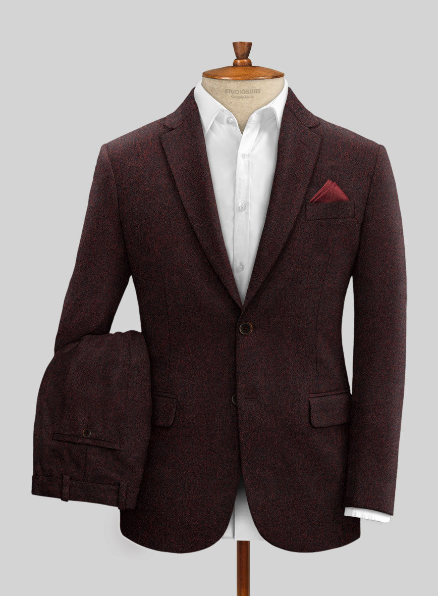 Light Weight Melange Wine Tweed Suit – StudioSuits