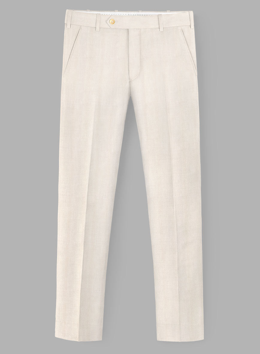 London Loom Beige Herringbone Wool Silk Linen Pants – StudioSuits