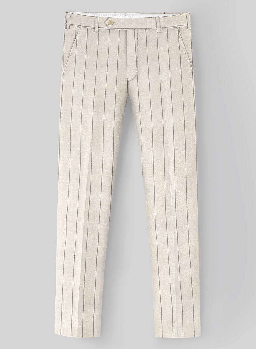 London Loom Beige Stripe Wool Silk Linen Pants – StudioSuits