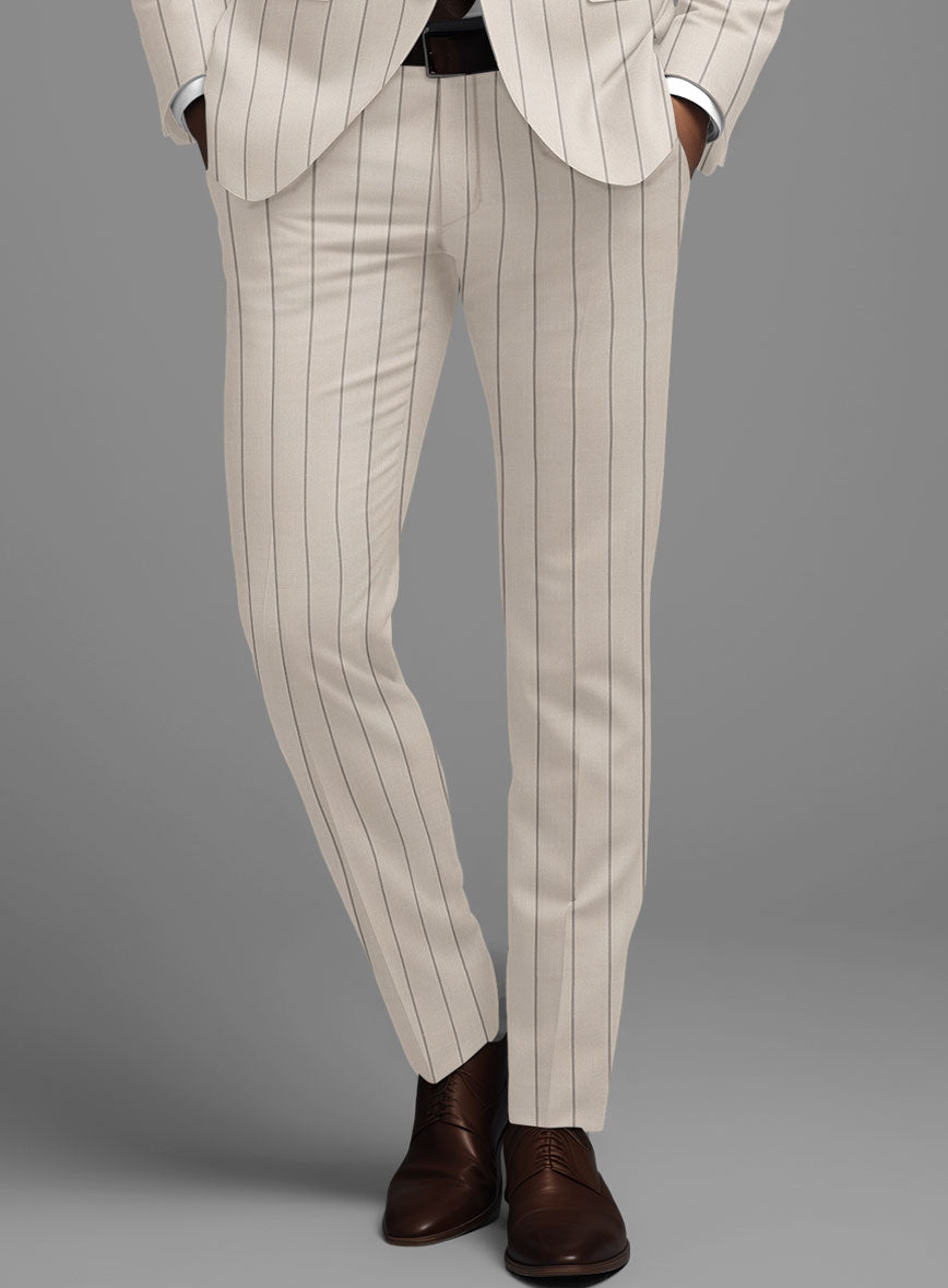 London Loom Beige Stripe Wool Silk Linen Suit – StudioSuits