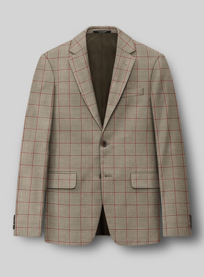London Loom Beige Windowpane Wool Silk Linen Jacket – StudioSuits