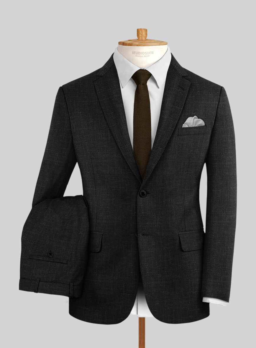 London Loom Black Twill Wool Silk Linen Suit – StudioSuits