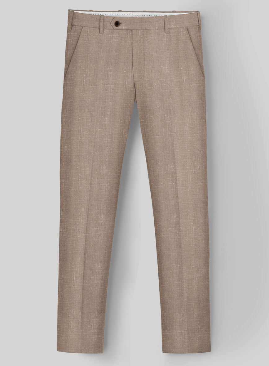 London Loom Brown Herringbone Wool Silk Linen Pants – StudioSuits