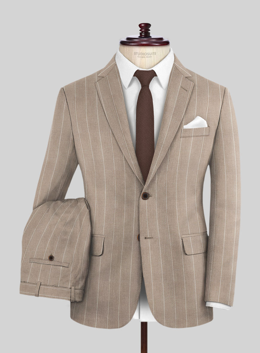 London Loom Brown Stripe Wool Silk Linen Suit – StudioSuits