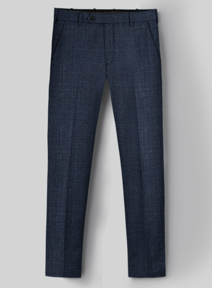 London Loom Dark Blue Eufemia Wool Silk Linen Pants – StudioSuits