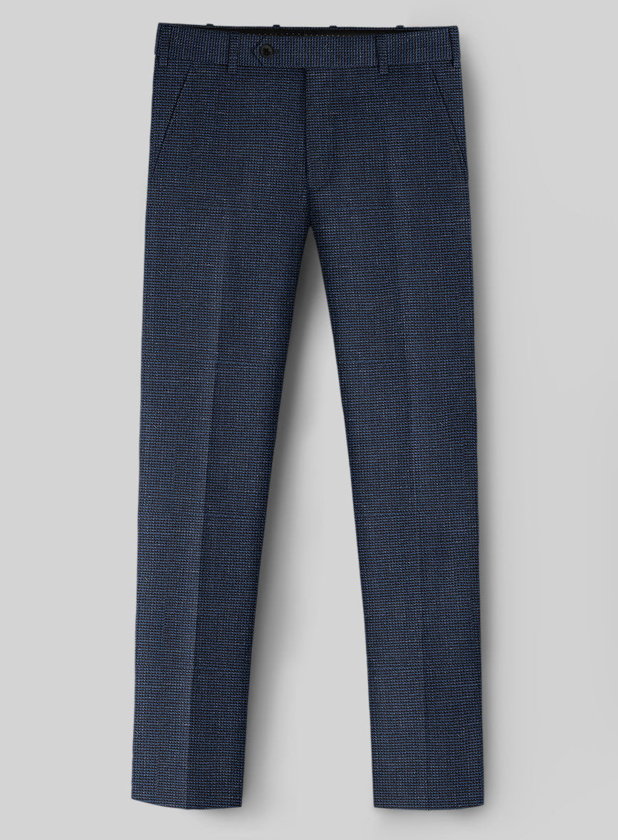 London Loom Dark Blue Nailhead Wool Silk Linen Pants – StudioSuits