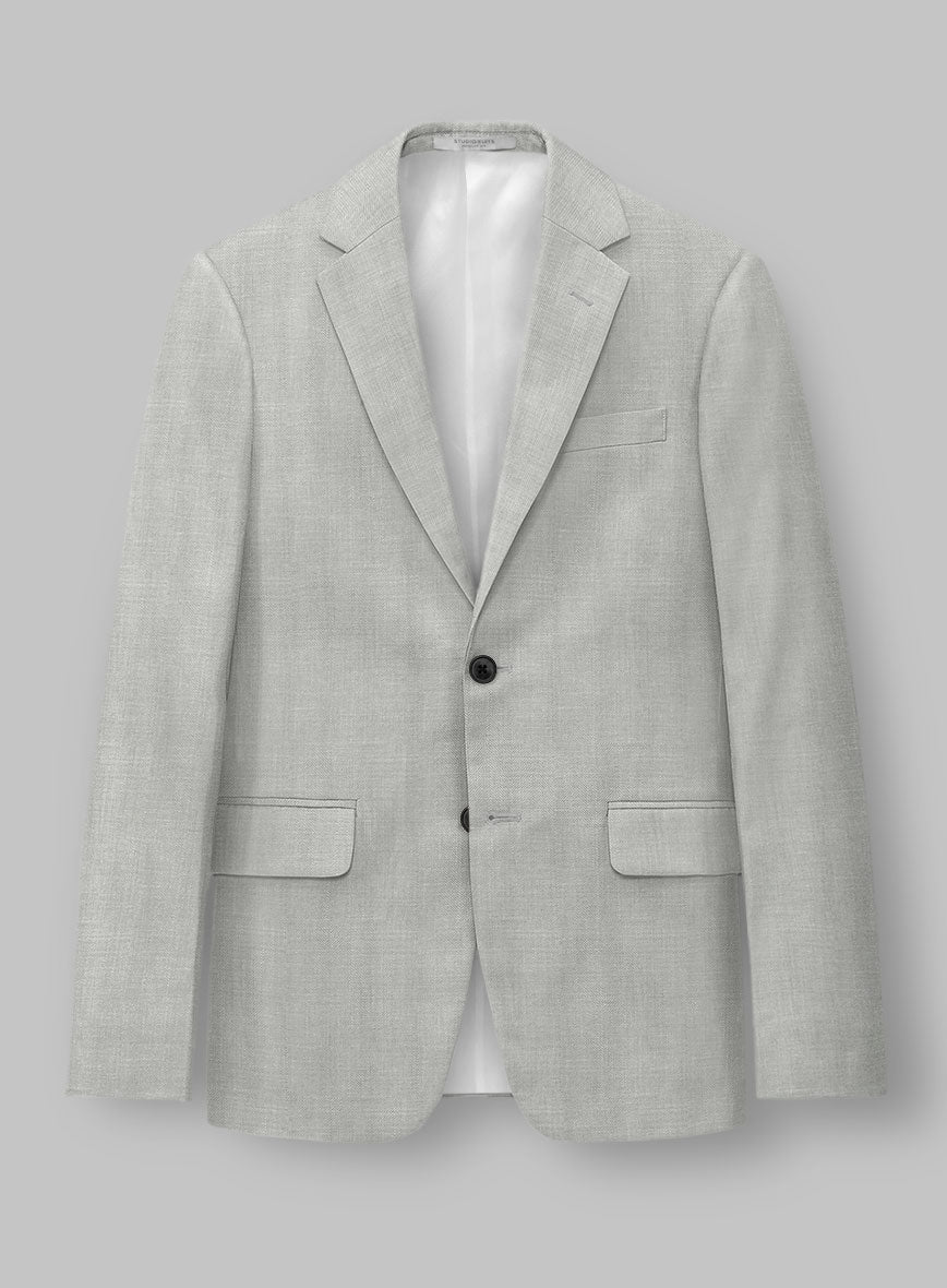 London Loom Gray Herringbone Wool Silk Linen Jacket – StudioSuits