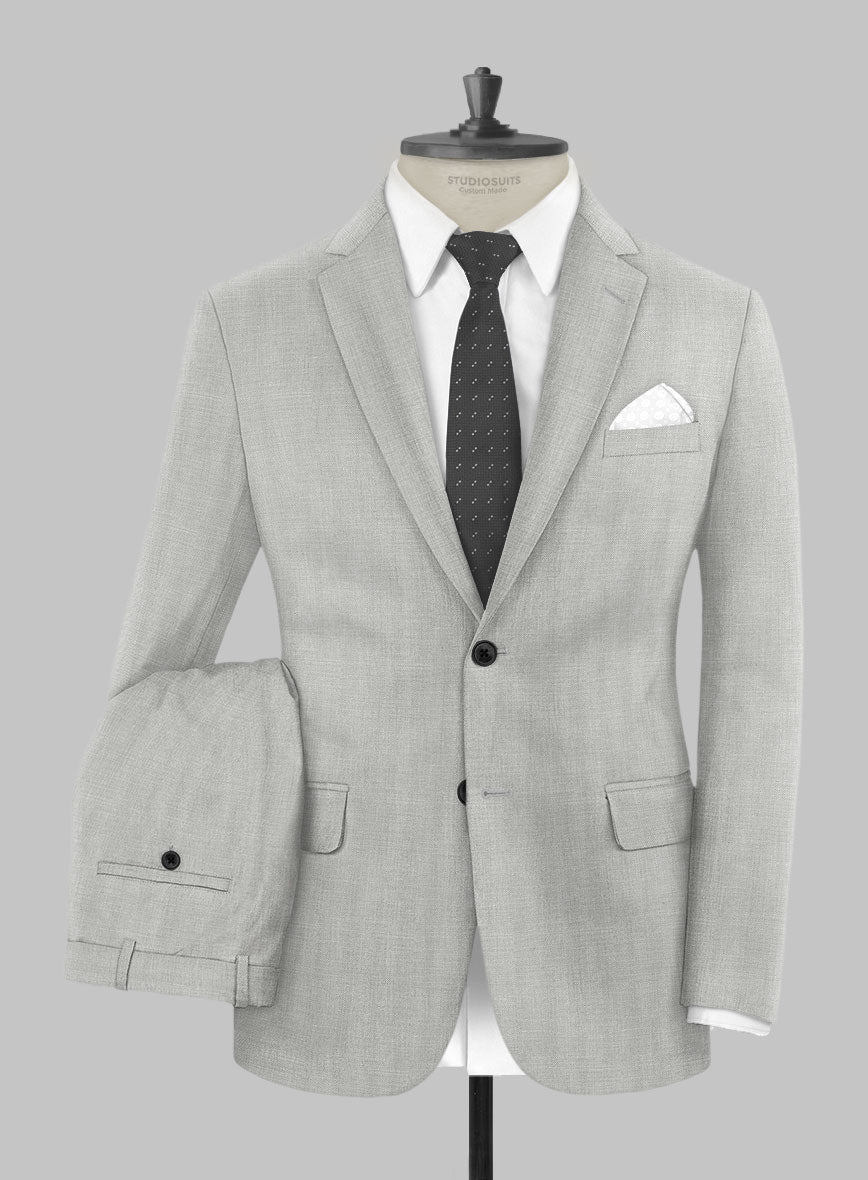 London Loom Gray Herringbone Wool Silk Linen Suit – StudioSuits