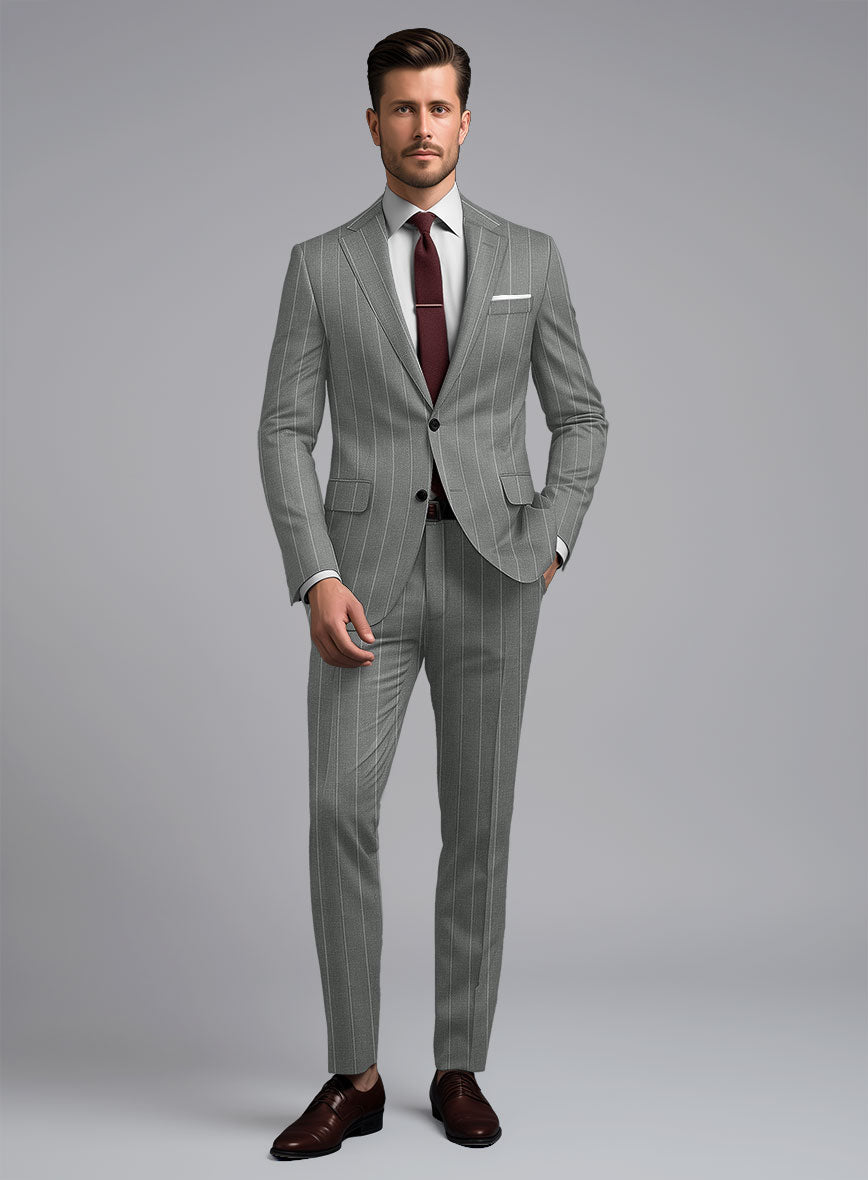 London Loom Gray Stripe Wool Silk Linen Suit – StudioSuits