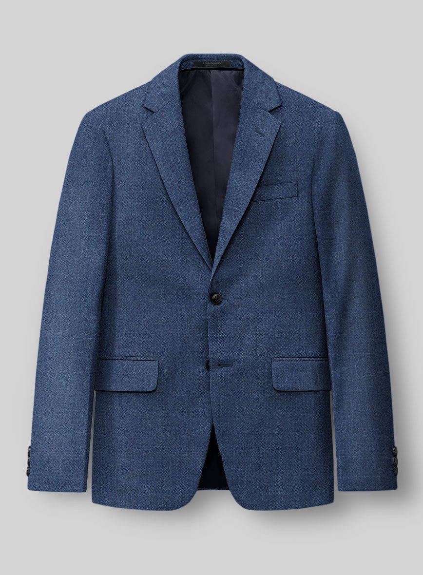 London Loom Indigo Blue Eufemia Wool Silk Linen Jacket – StudioSuits