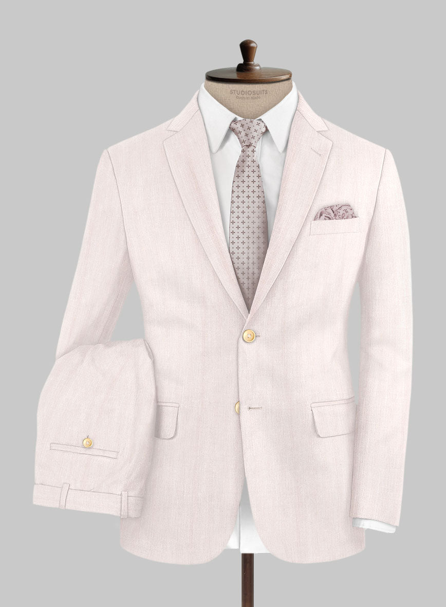 London Loom Pink Herringbone Wool Silk Linen Suit – StudioSuits