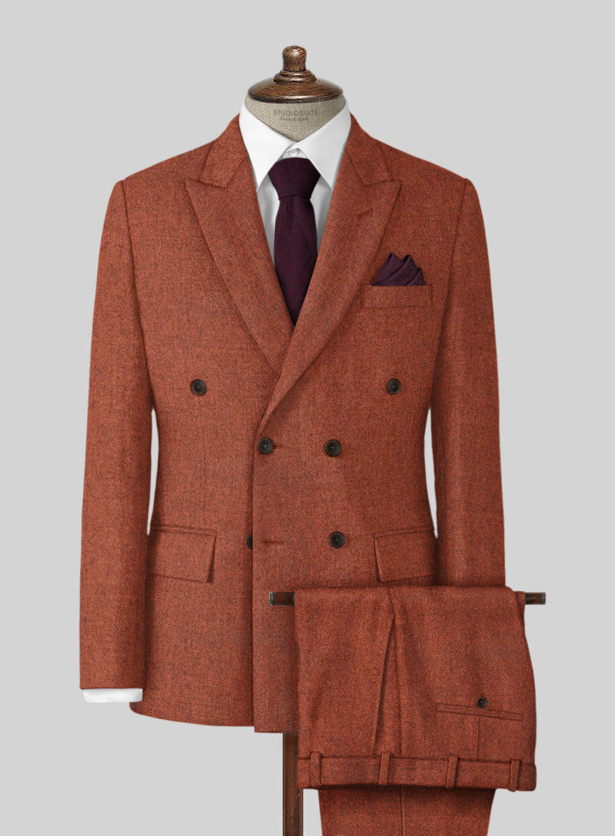 Melange Titan Rust Tweed Double Breasted Suit – StudioSuits