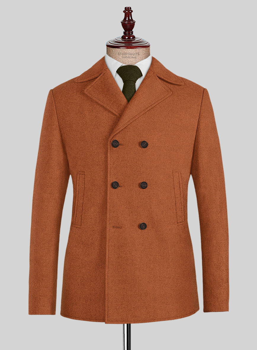 Naples Maitai Orange Tweed Pea Coat – StudioSuits
