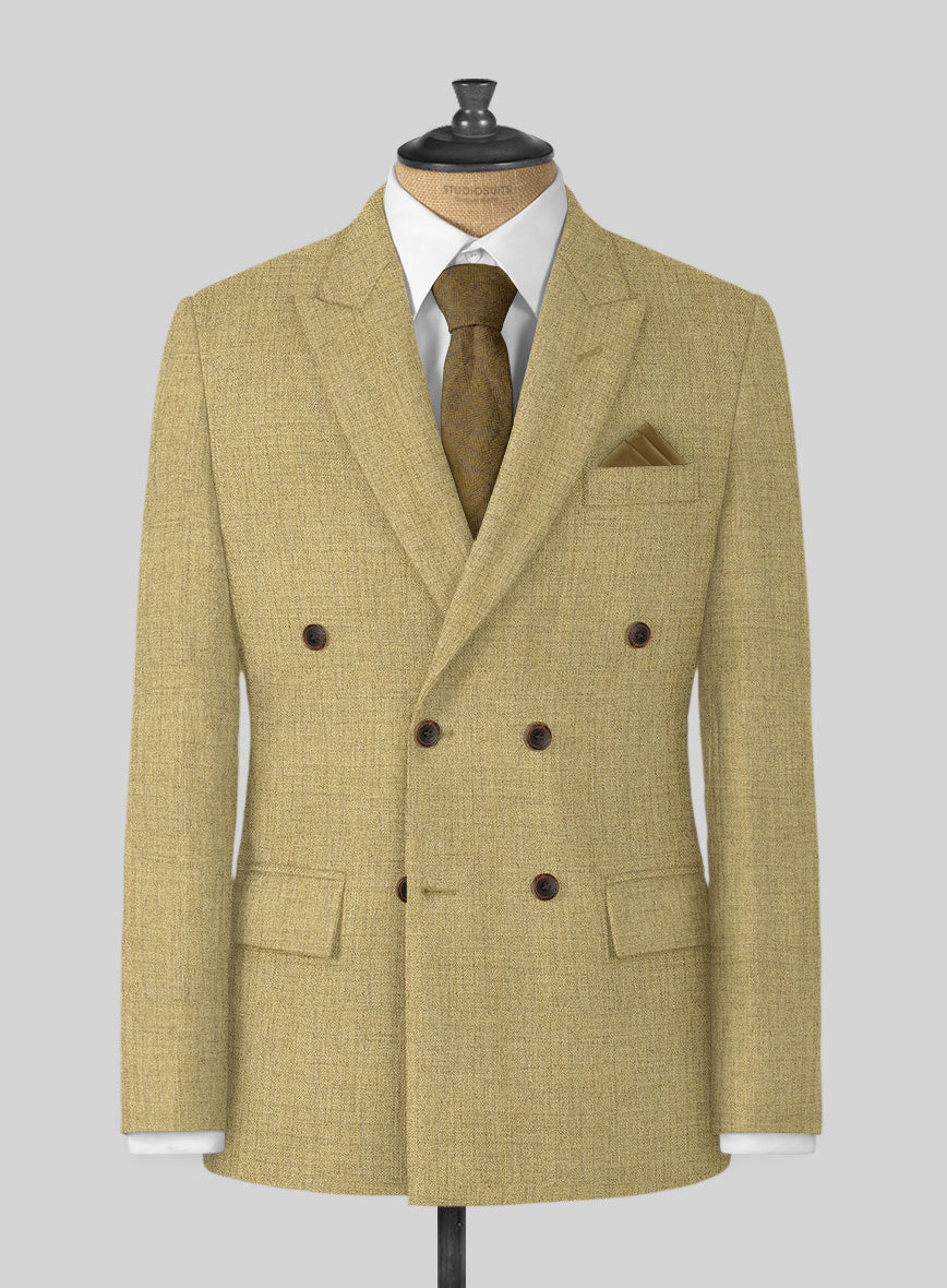 Naples Ochre Yellow Tweed Double Breasted Jacket – StudioSuits