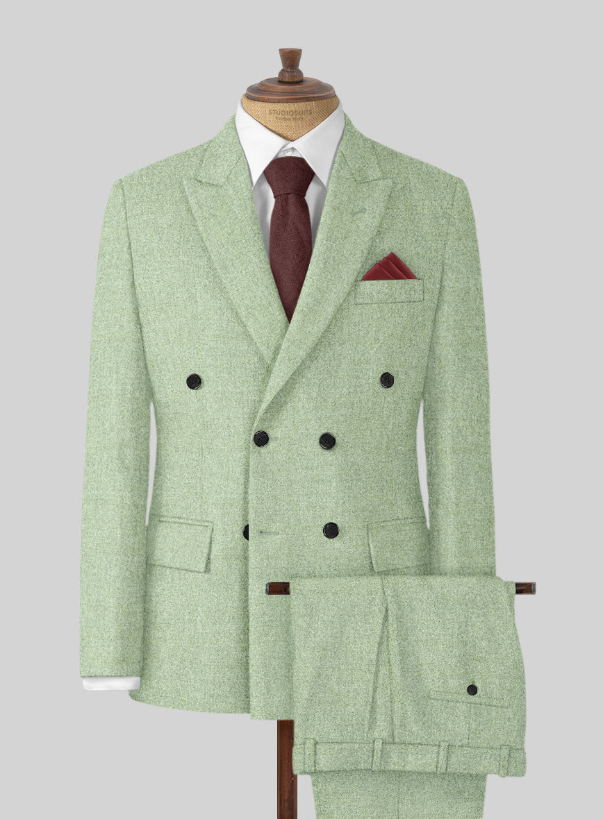 Naples Pista Green Tweed Double Breasted Suit – StudioSuits