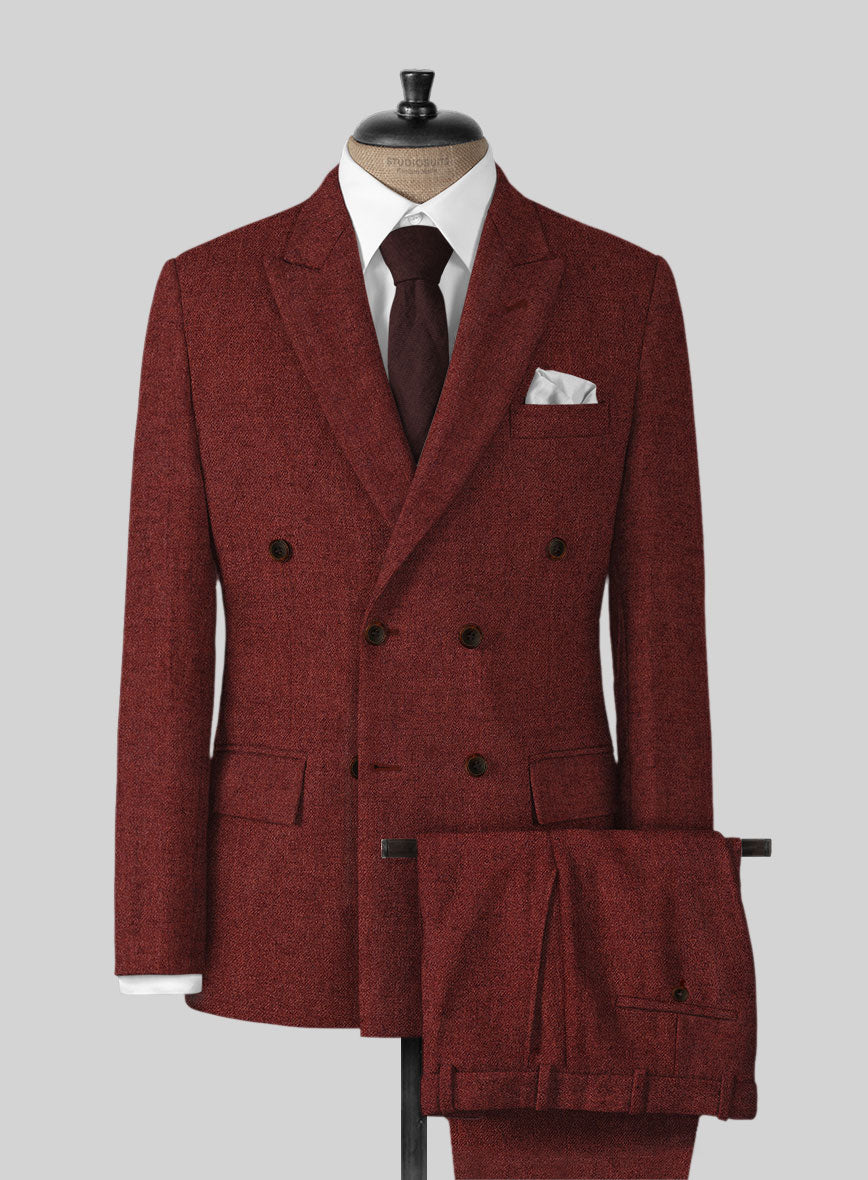 Naples Raw Red Tweed Double Breasted Suit – StudioSuits