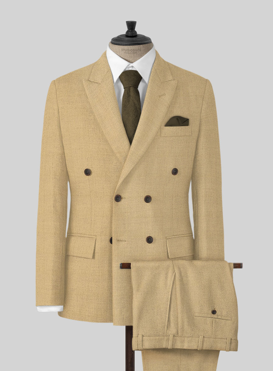 Naples Sahara Beige Tweed Double Breasted Suit – StudioSuits