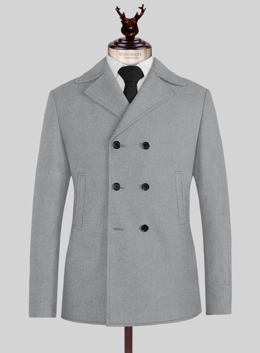 Naples Steel Gray Tweed Pea Coat – StudioSuits