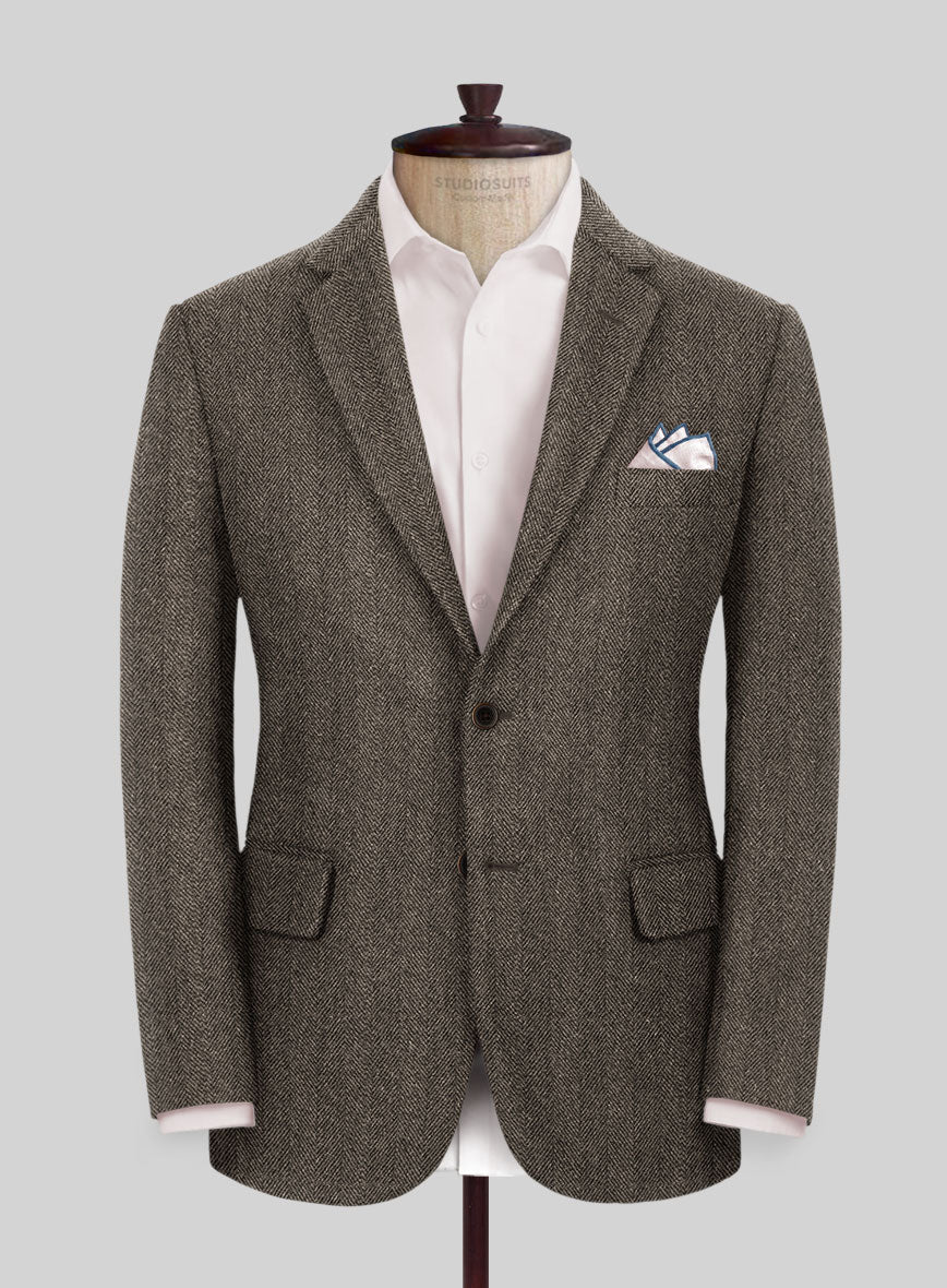 Naples Wide Herringbone Brown Tweed Jacket – StudioSuits
