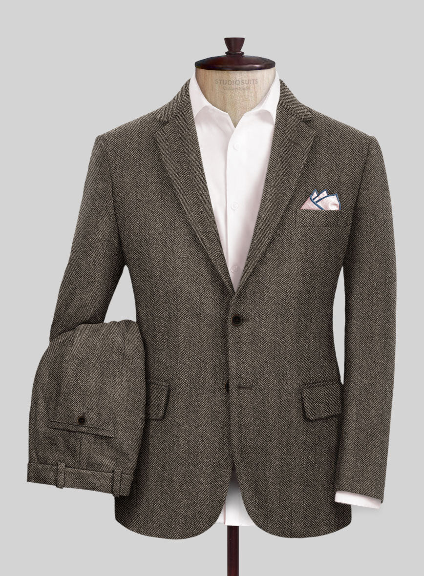 Naples Wide Herringbone Brown Tweed Suit – StudioSuits