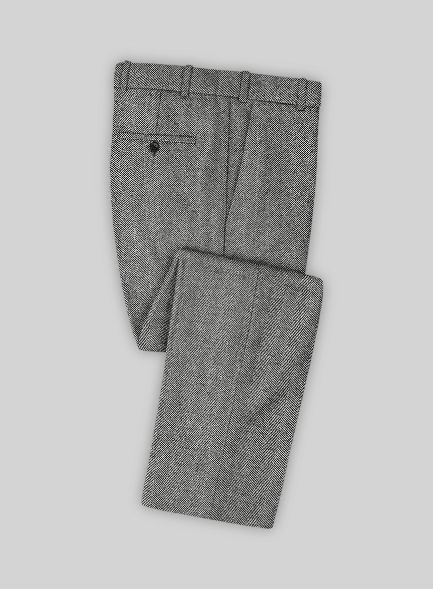 Naples Wide Herringbone Gray Tweed Pants – StudioSuits