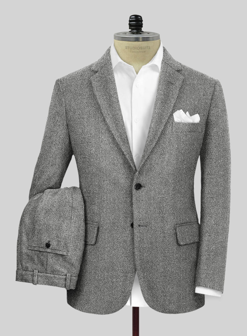 Naples Wide Herringbone Gray Tweed Suit – StudioSuits