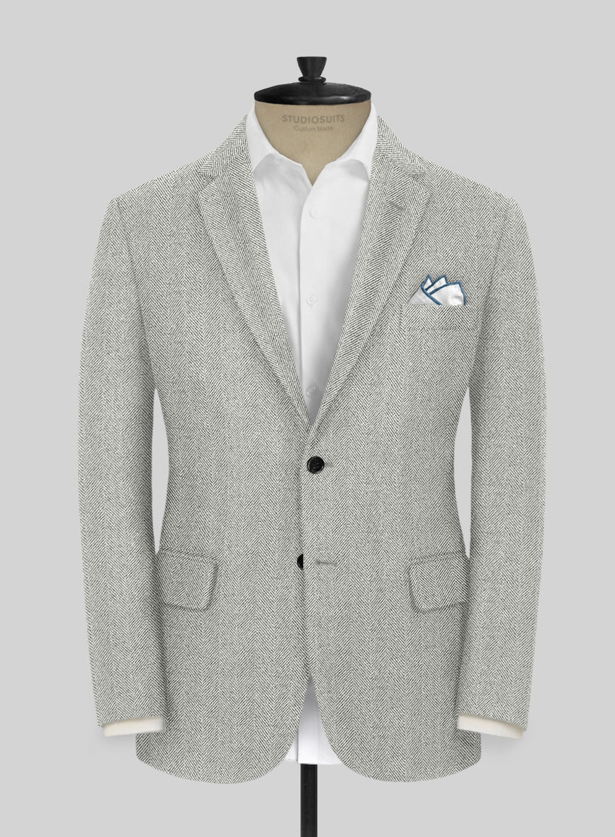 Naples Wide Herringbone Light Gray Tweed Jacket – StudioSuits