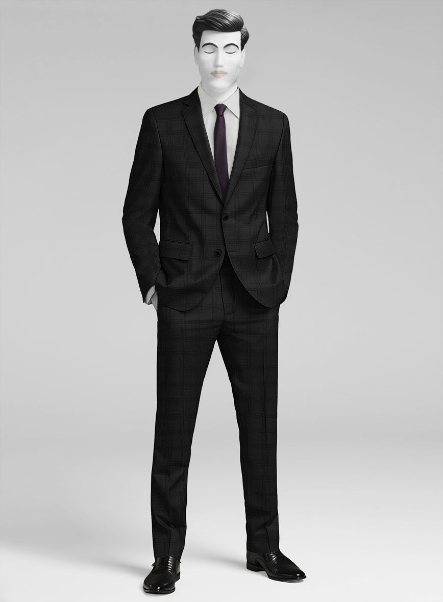 Napolean Brook Overcheck Black Wool Suit – StudioSuits