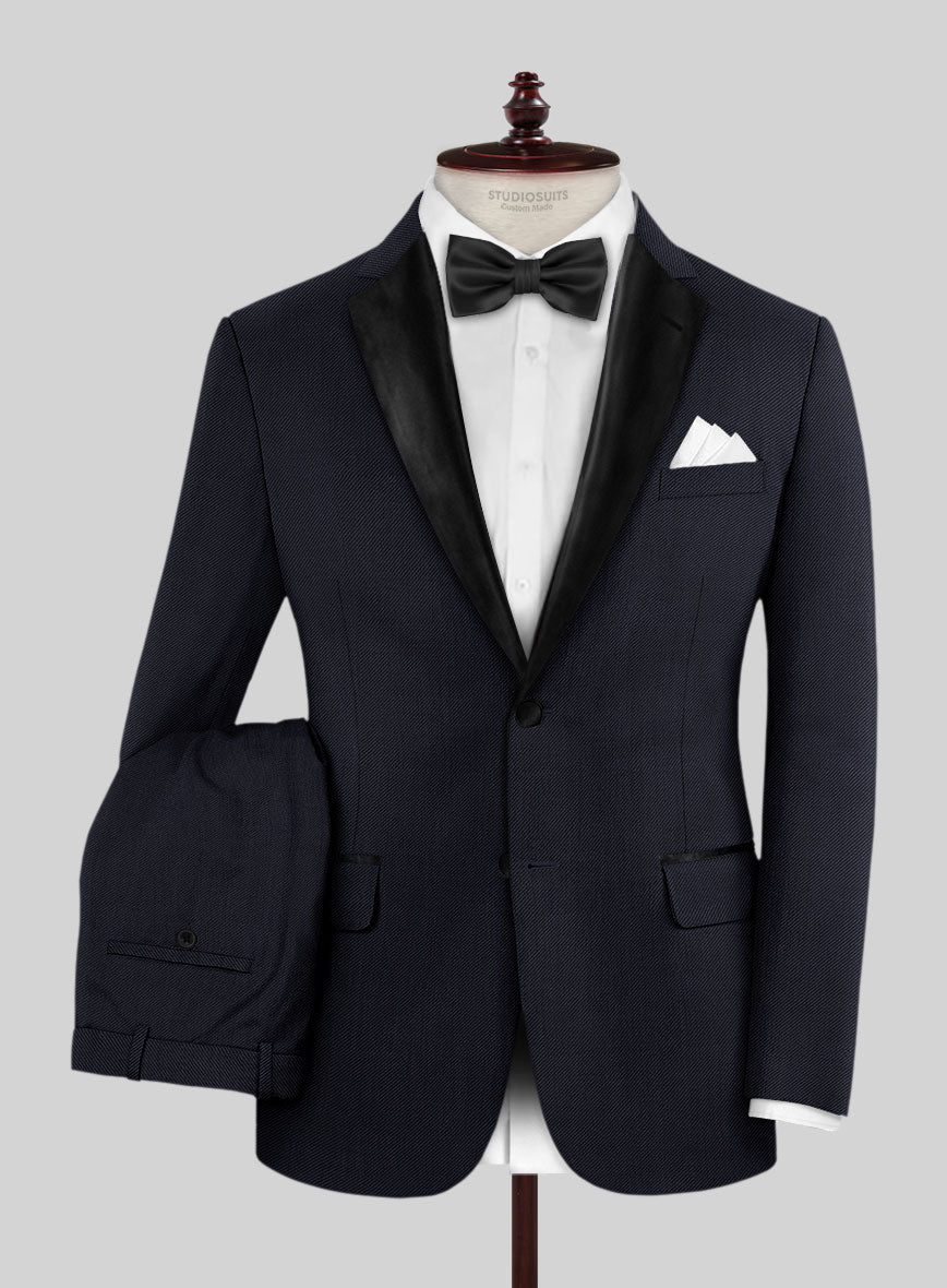Napolean Cavalry Twill Blue Wool Tuxedo Suit – StudioSuits