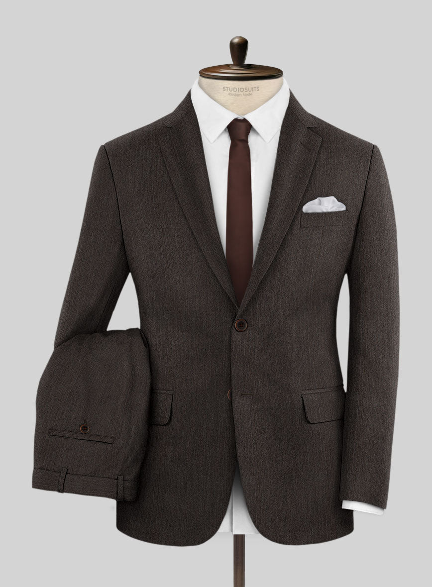 Napolean Dark Brown Herringbone Wool Suit – StudioSuits