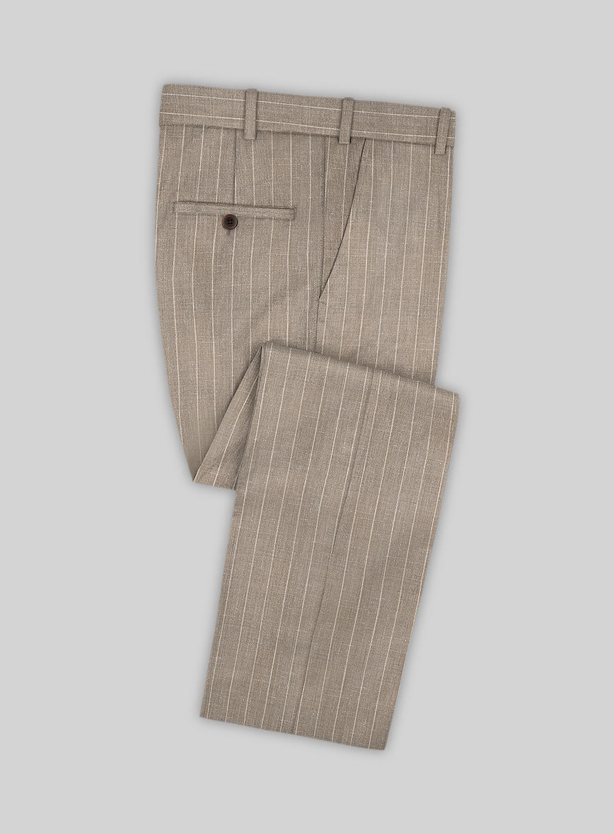 Napolean Genova Stripe Dark Beige Wool Pants – StudioSuits