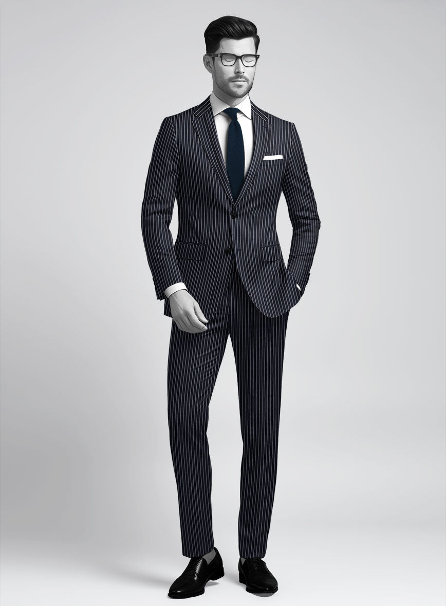 Napolean Isaura Stripe Blue Wool Suit – StudioSuits