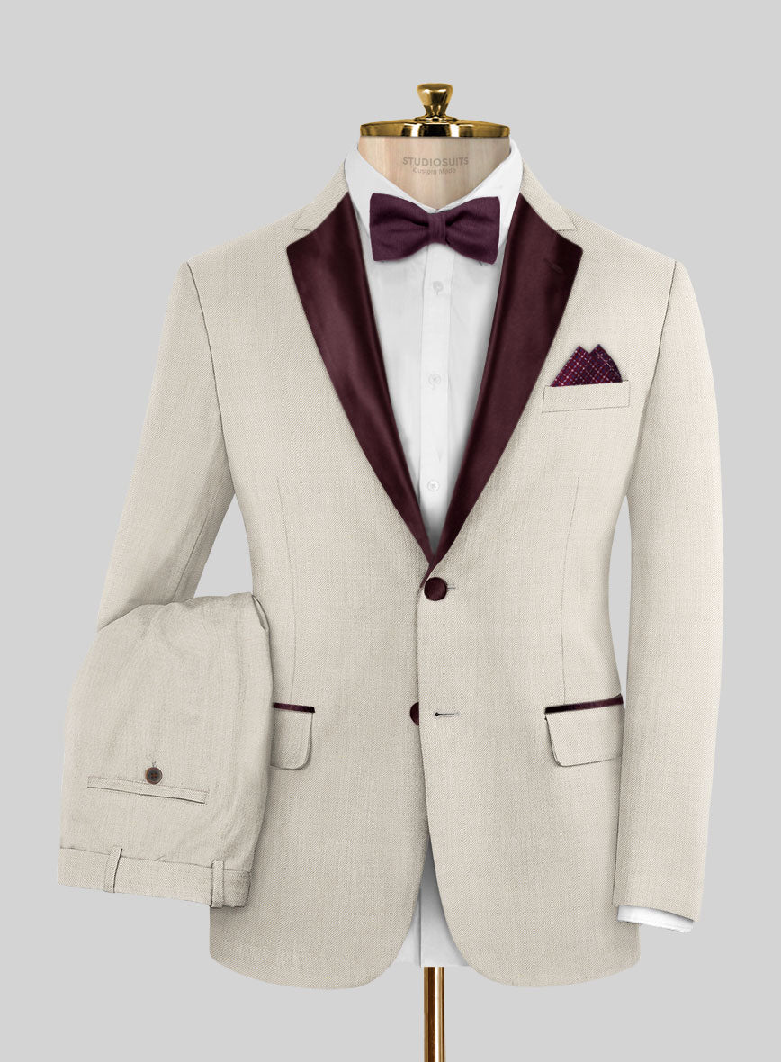 Napolean Wool Muted Beige Tuxedo Suit – StudioSuits
