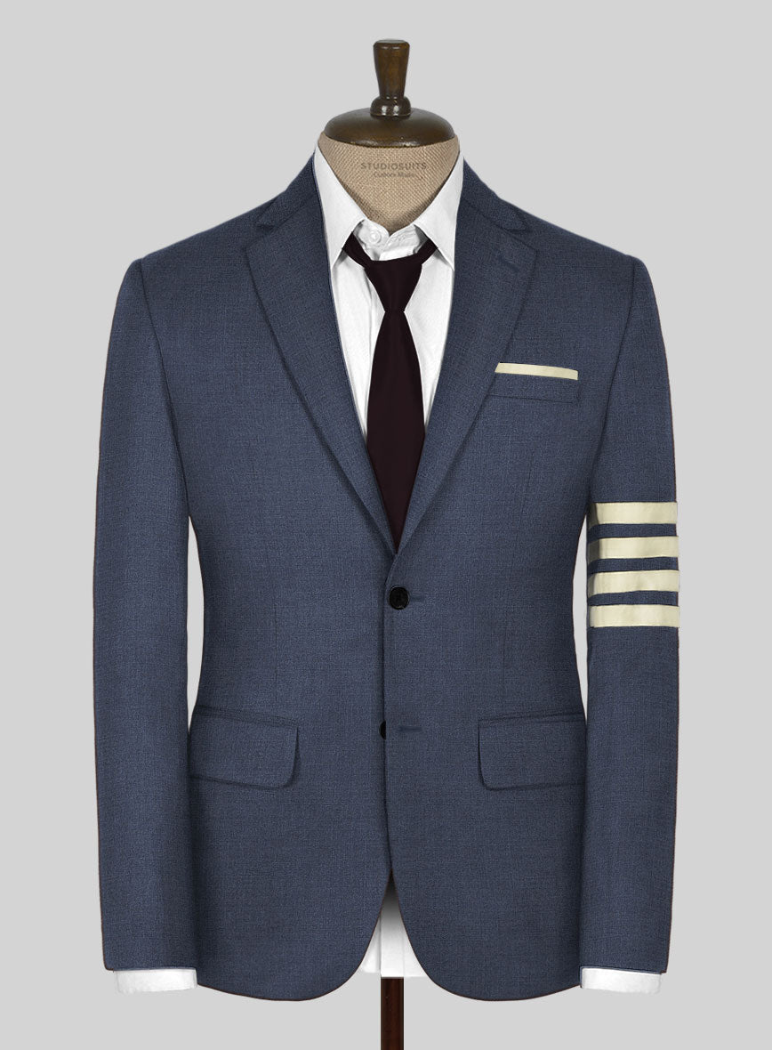 Napolean Slate Blue Wool Ivory Bar Jacket – StudioSuits
