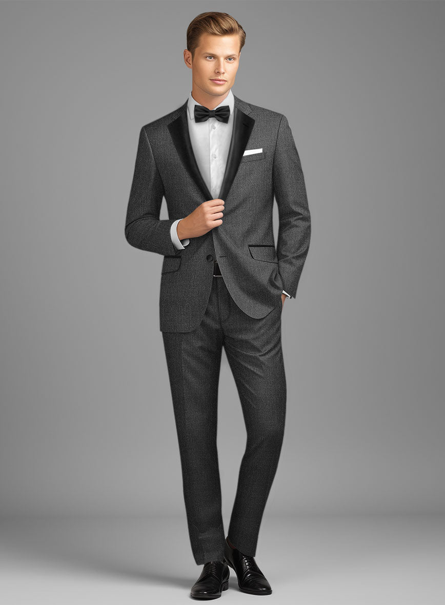 Napolean Stretch Dark Gray Wool Tuxedo Suit – StudioSuits