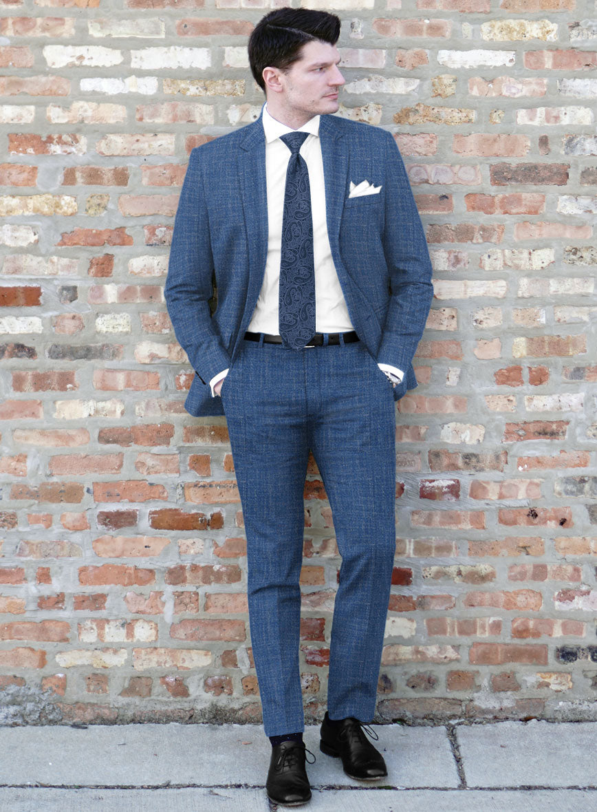 Noble Blue Wool Silk Linen Suit – StudioSuits